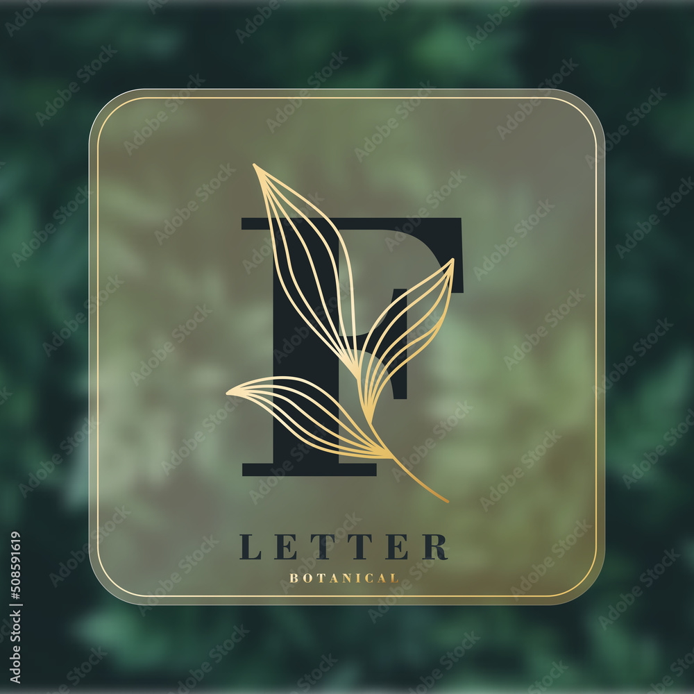 F letter banner. Minimalism design. Botanical background. Wedding ...