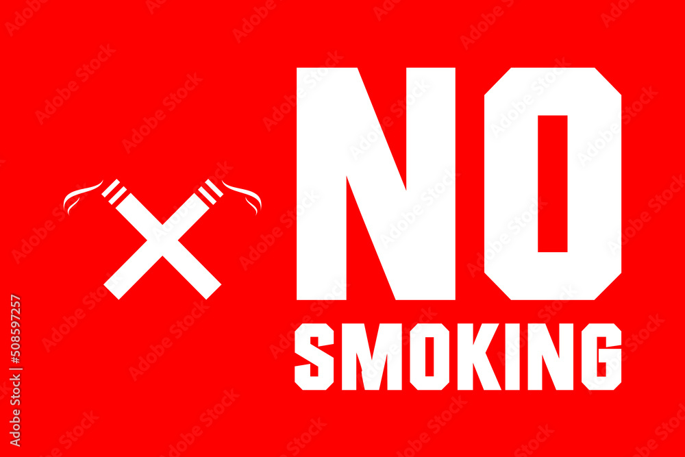 No Smoking sign in red & white color with bold text style & two cigars ...