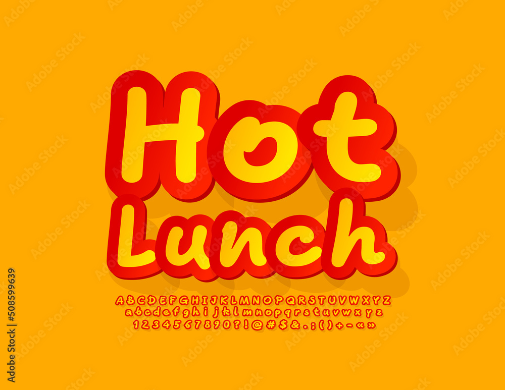 Vector advertising banner Hot Lunch with sticker Alphabet Letters ...