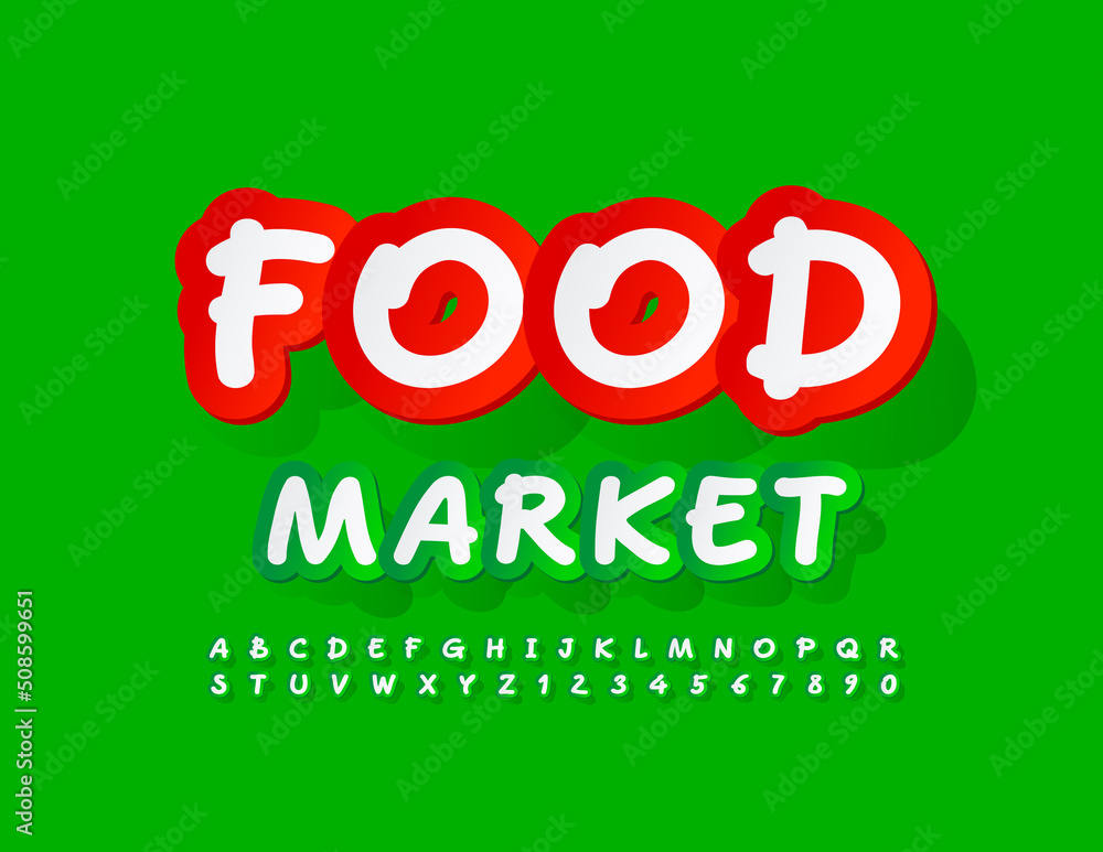 Vector marketing Emblem Food Market. Handwritten Alphabet Letters ...