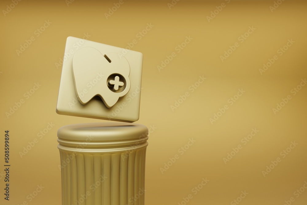 Beautiful abstract illustrations golden Odontology symbol icons on a ...