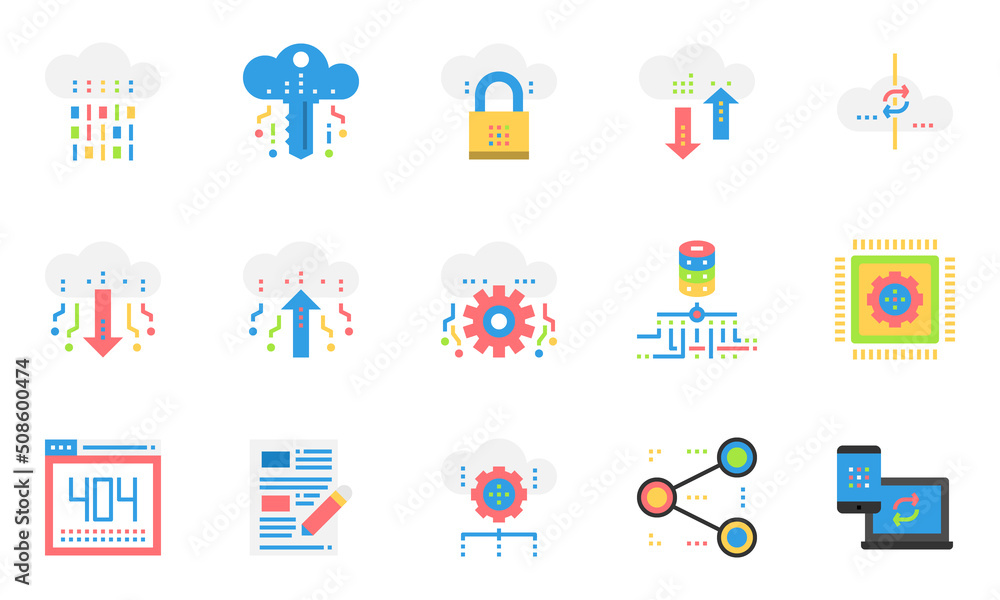 Cloud Data Technology Services Icons Symbol Design Simple Set For Using ...