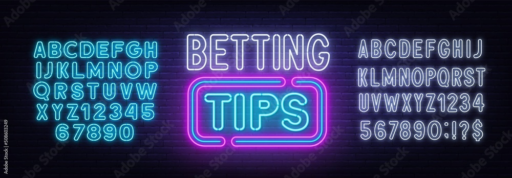 Betting tips neon sign on a brick background. Stock Vector | Adobe Stock
