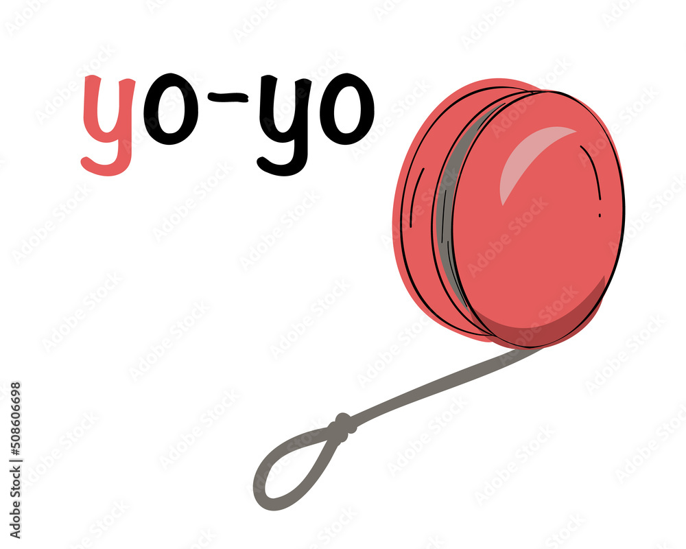 Portuguese alphabet with Yo-Yo picture. Translation from Portuguese: yo ...