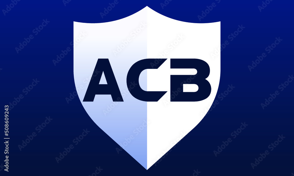 ACB shield logo design on blue background vector template | monogram ...