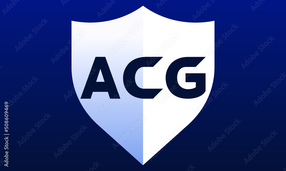 ACG shield logo design on blue background vector template | monogram ...