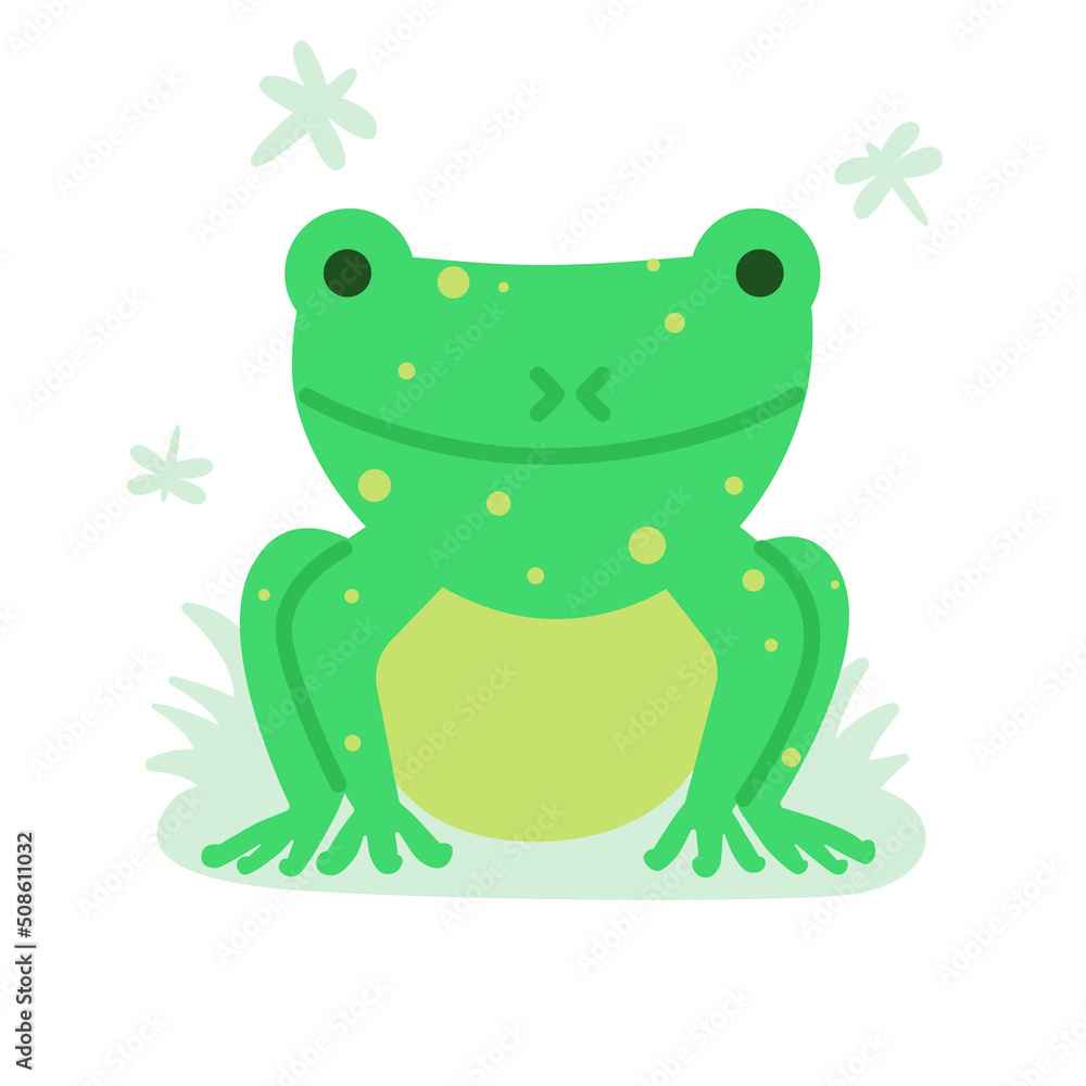 Cute frog vector illustration. Flat style cartoon amphibian, funny ...