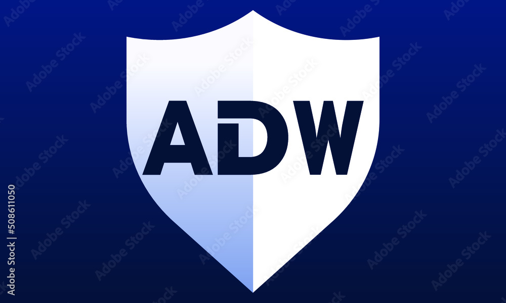 ADW shield logo design on blue background vector template | monogram ...