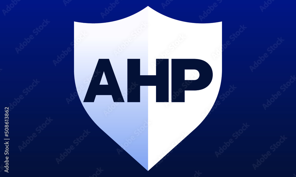AHP shield logo design on blue background vector template | monogram ...