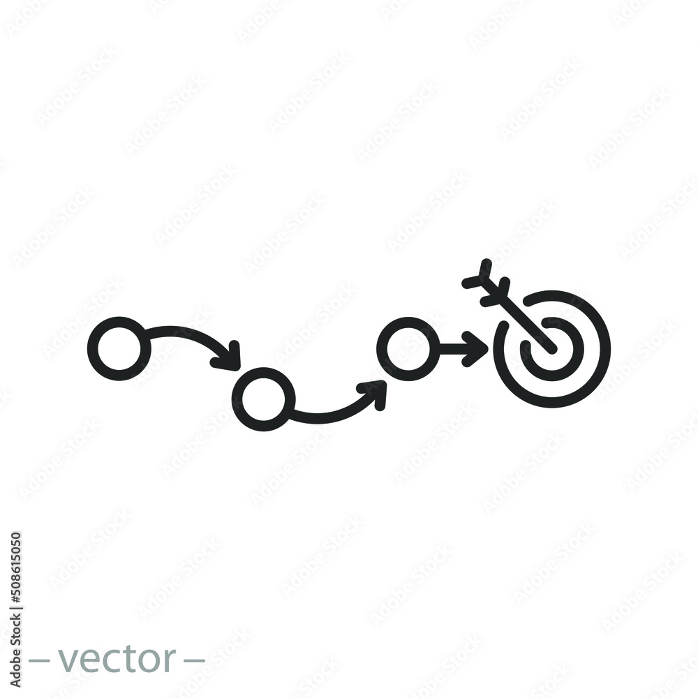 plan tactic icon, success strategy for goal target, steps planning ...