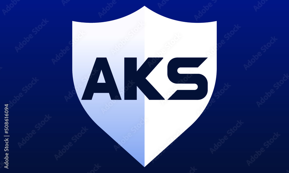 AKS shield logo design on blue background vector template | monogram ...