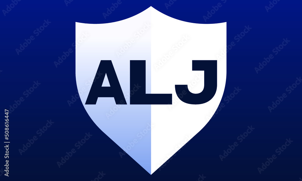 ALJ shield logo design on blue background vector template | monogram ...