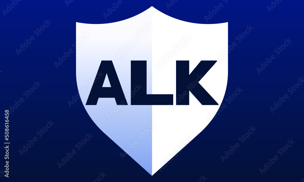 ALK shield logo design on blue background vector template | monogram ...