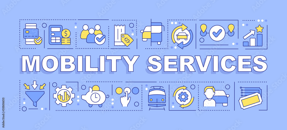 Mobility services word concepts purple banner. Transport system ...