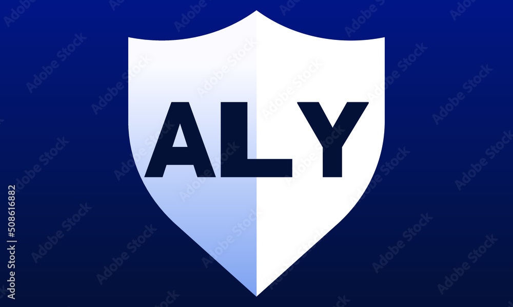 ALY shield logo design on blue background vector template | monogram ...