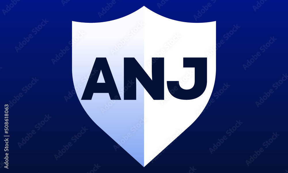 ANJ shield logo design on blue background vector template | monogram ...