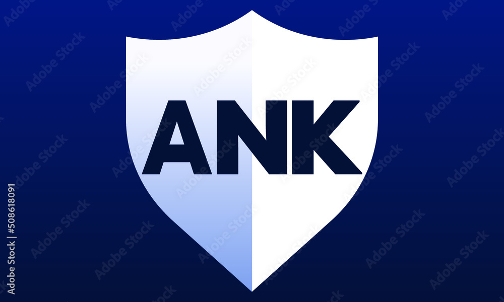 ANK shield logo design on blue background vector template | monogram ...