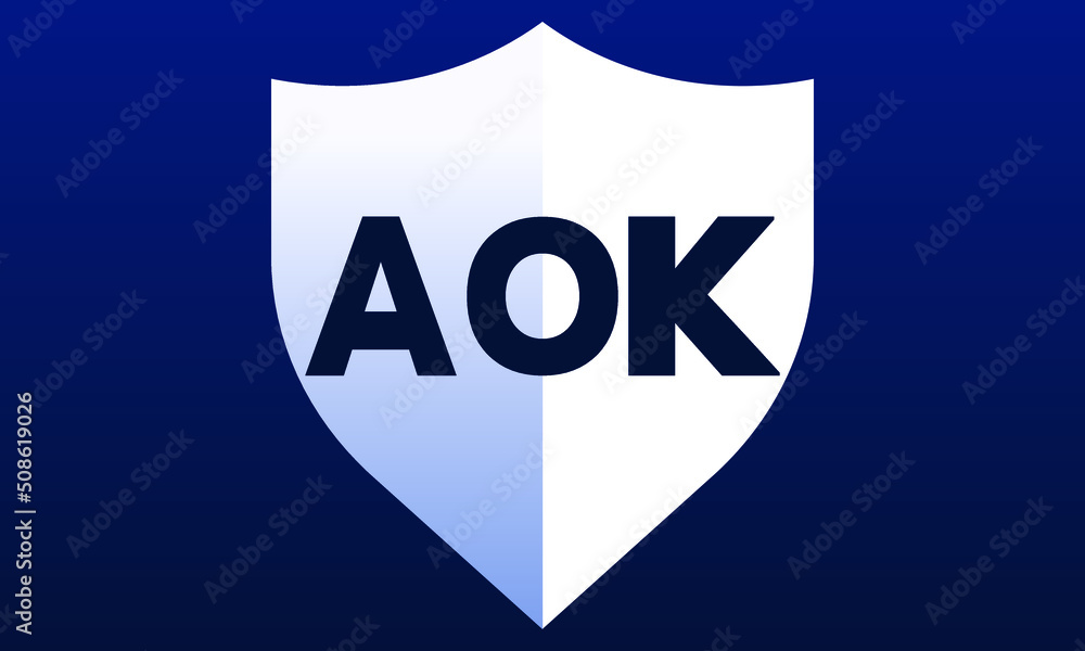AOK shield logo design on blue background vector template | monogram ...