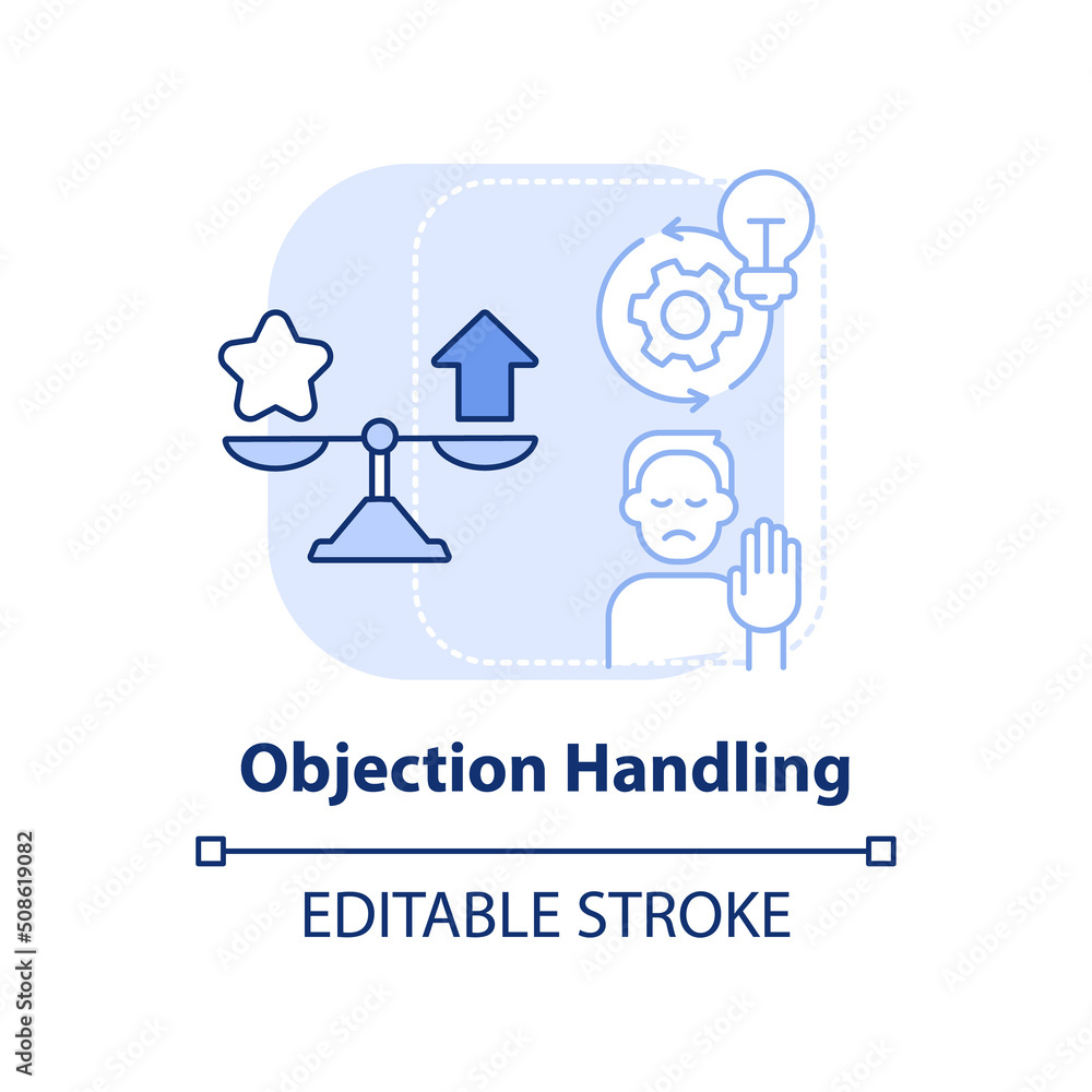 Objection handling light blue concept icon. Sales process abstract idea ...