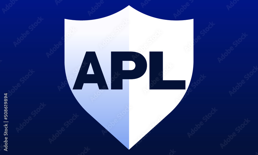 APL shield logo design on blue background vector template | monogram ...