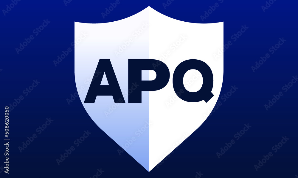 APQ shield logo design on blue background vector template | monogram ...