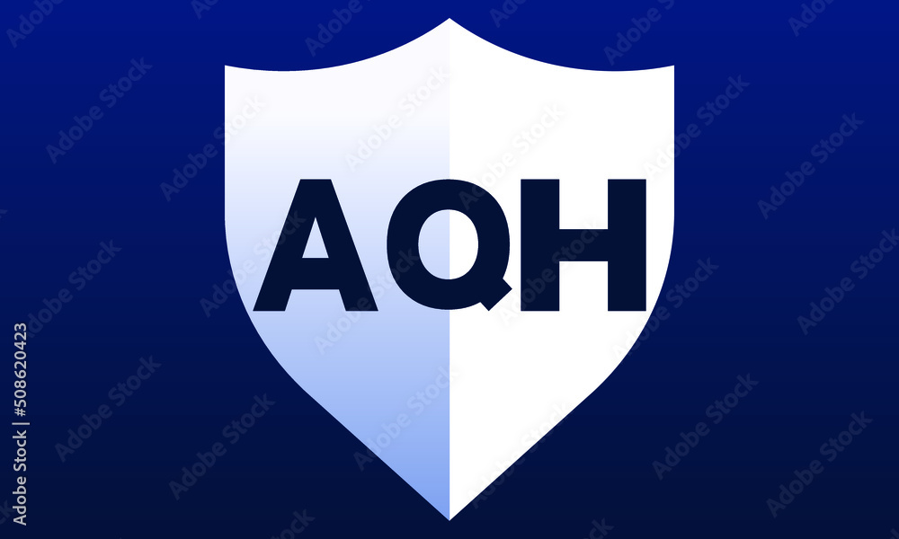 AQH shield logo design on blue background vector template | monogram ...