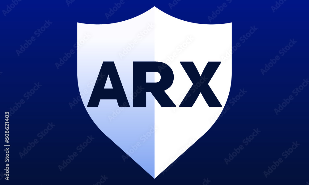 ARX shield logo design on blue background vector template | monogram ...
