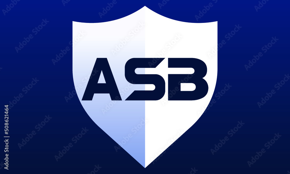 ASB shield logo design on blue background vector template | monogram ...
