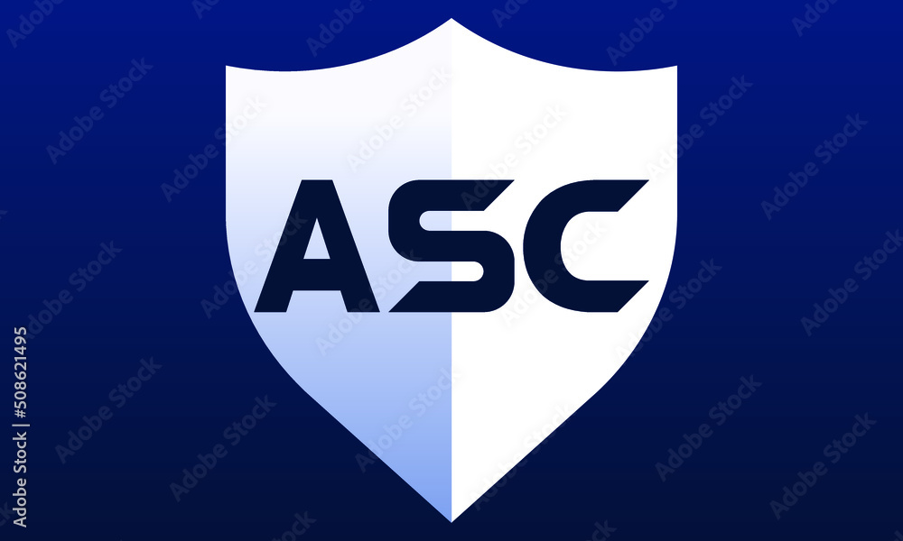 ASC shield logo design on blue background vector template | monogram ...