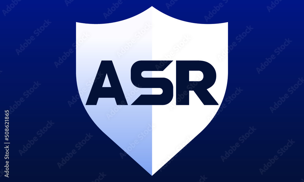 ASR shield logo design on blue background vector template | monogram ...