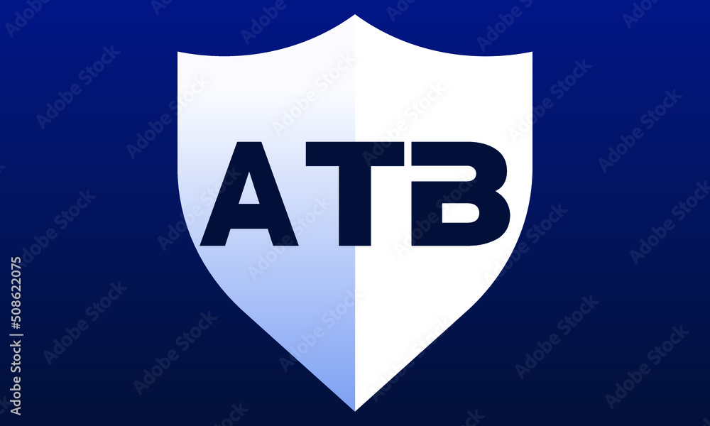 ATB shield logo design on blue background vector template | monogram ...
