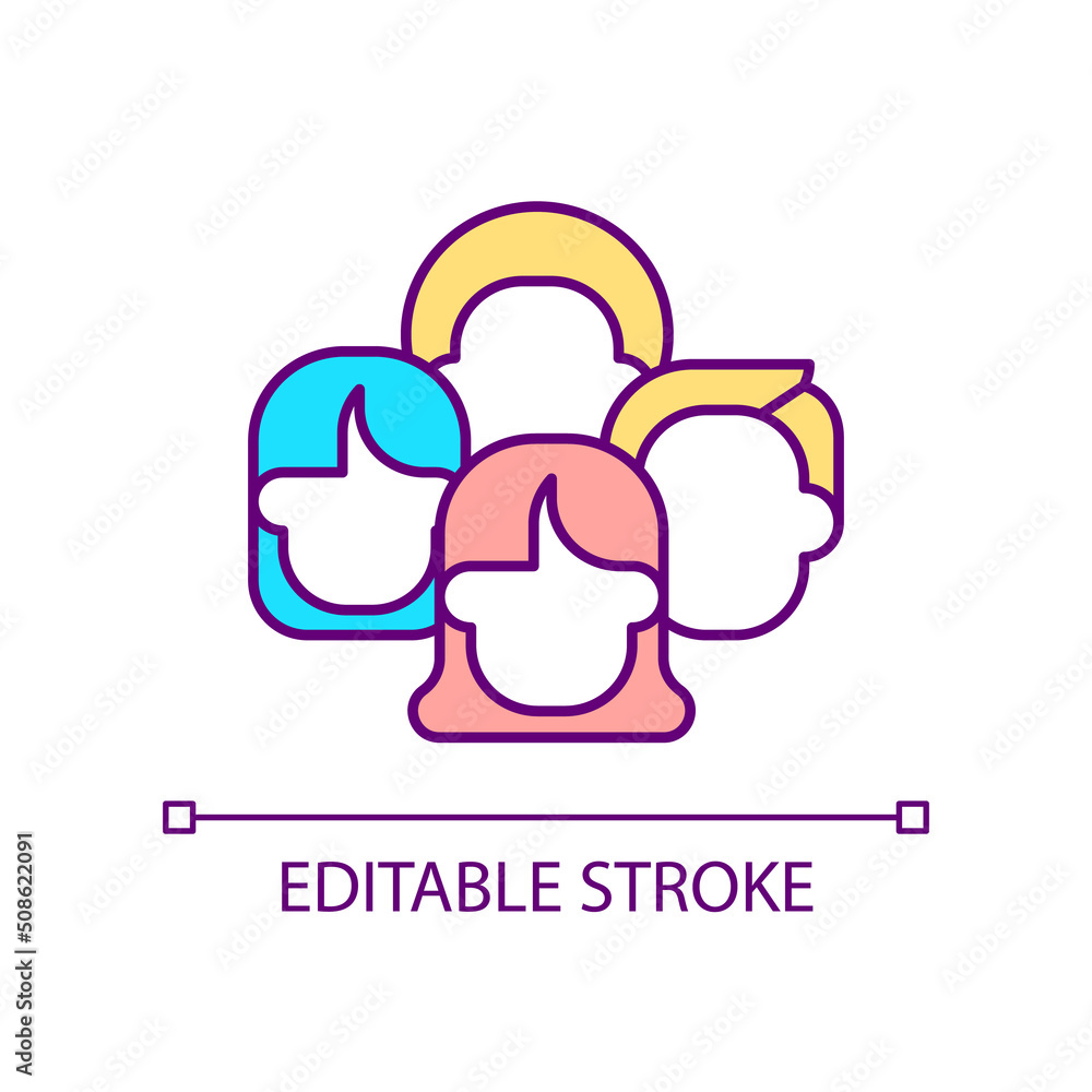 Diversity in community RGB color icon. Group of colleagues. Team ...