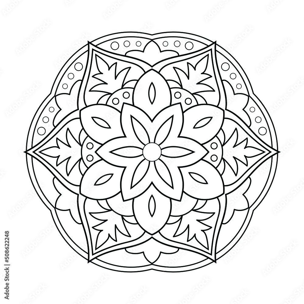 Mandala flower line art for KDP coloring book page. Mandala KDP ...