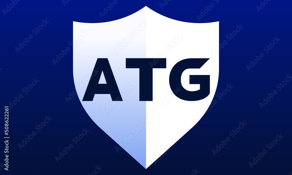 ATG shield logo design on blue background vector template | monogram ...
