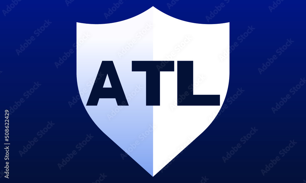 ATL shield logo design on blue background vector template | monogram ...
