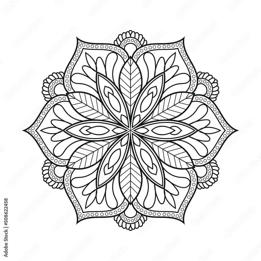 Mandala flower line art for KDP coloring book page. Mandala KDP ...