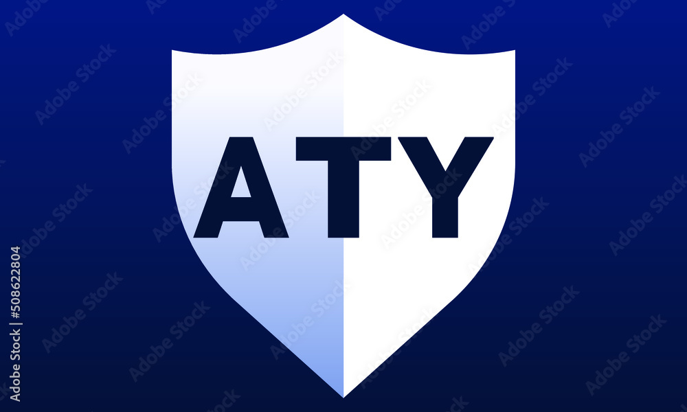ATY shield logo design on blue background vector template | monogram ...