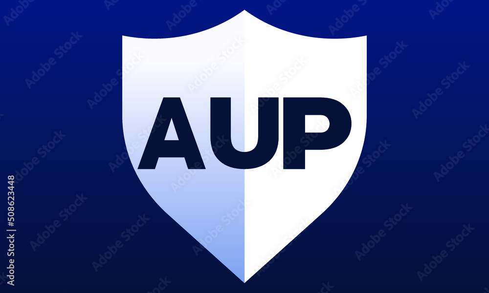 AUP shield logo design on blue background vector template | monogram ...