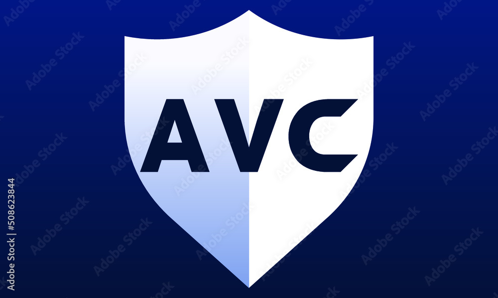 AVC shield logo design on blue background vector template | monogram ...