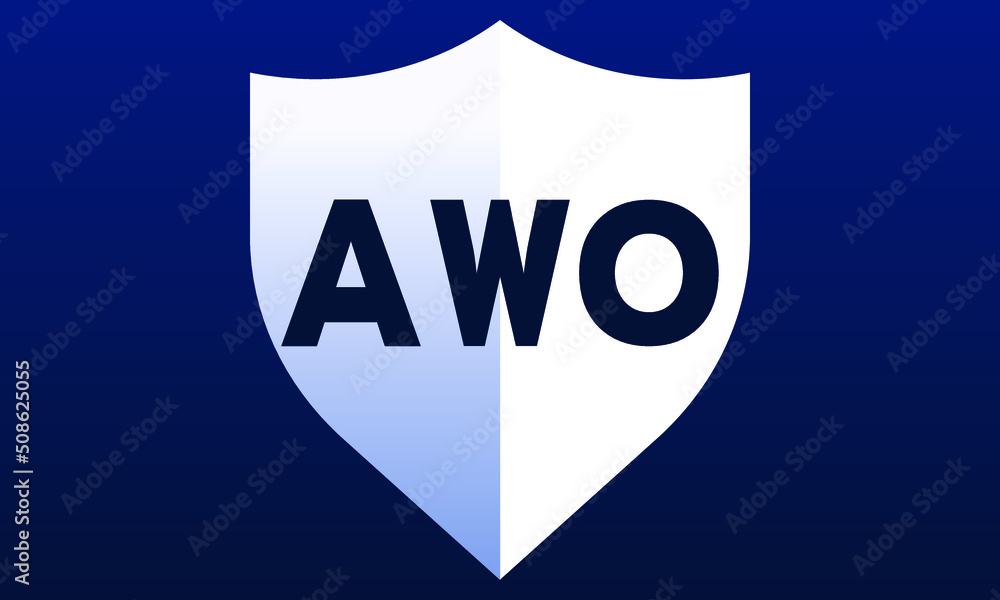 AWO shield logo design on blue background vector template | monogram ...