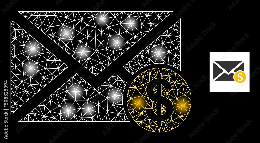 Glowing network bank letter constellation icon with light spots ...