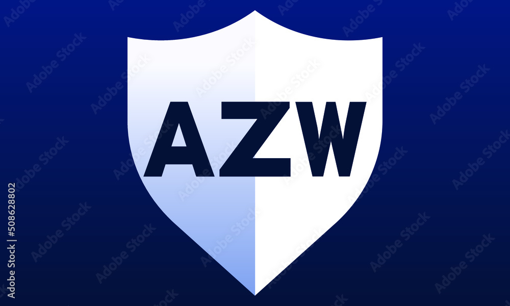 AZW shield logo design on blue background vector template | monogram ...