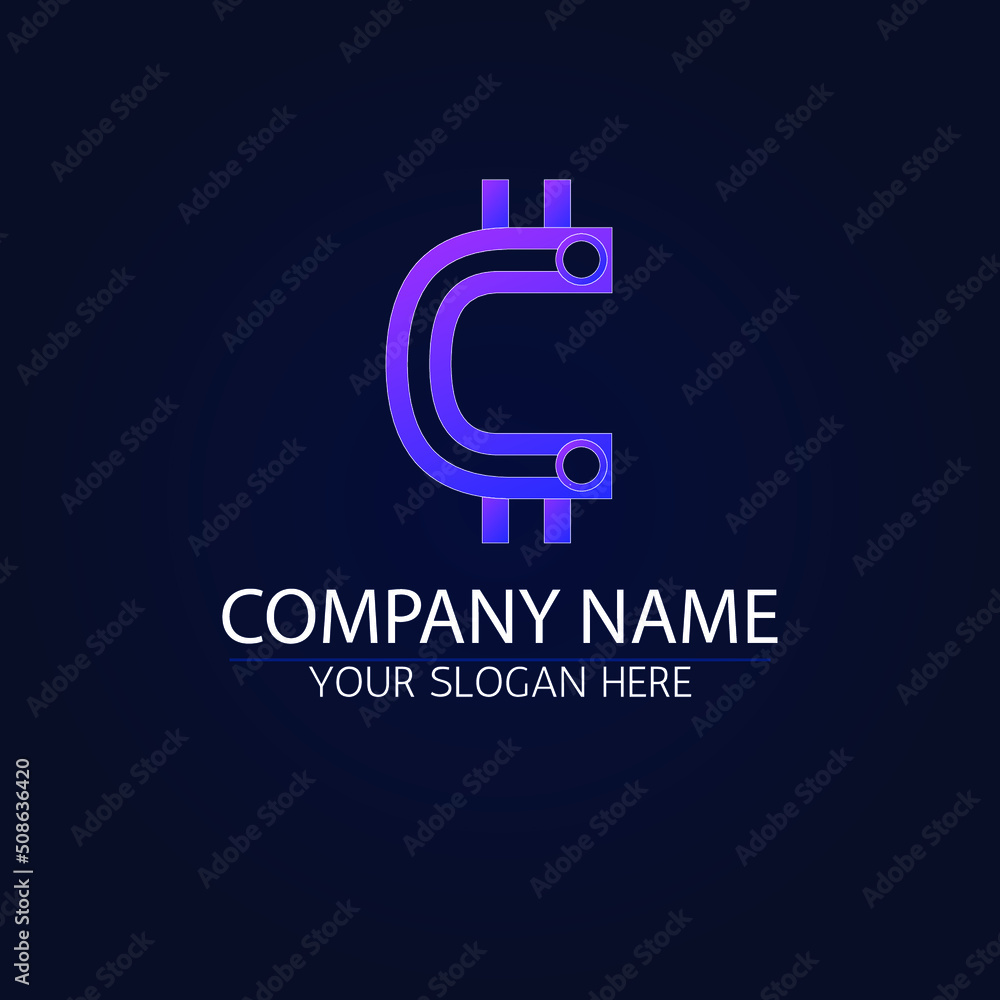 Premium luxury Symbol of crypto. Letter C in form of chip lines. vector ...