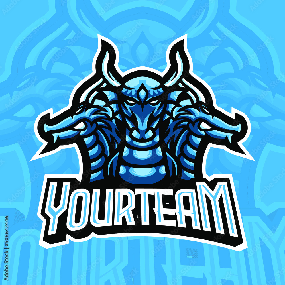 Vetor de Dragon, Hydra, Three Head Dragon E-Sport Mascot Logo Design ...