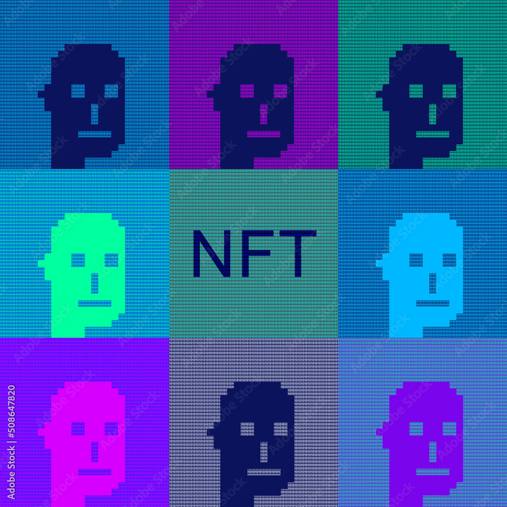 Cryptopunk NFT collection inspired illustration artwork, Non fungible ...