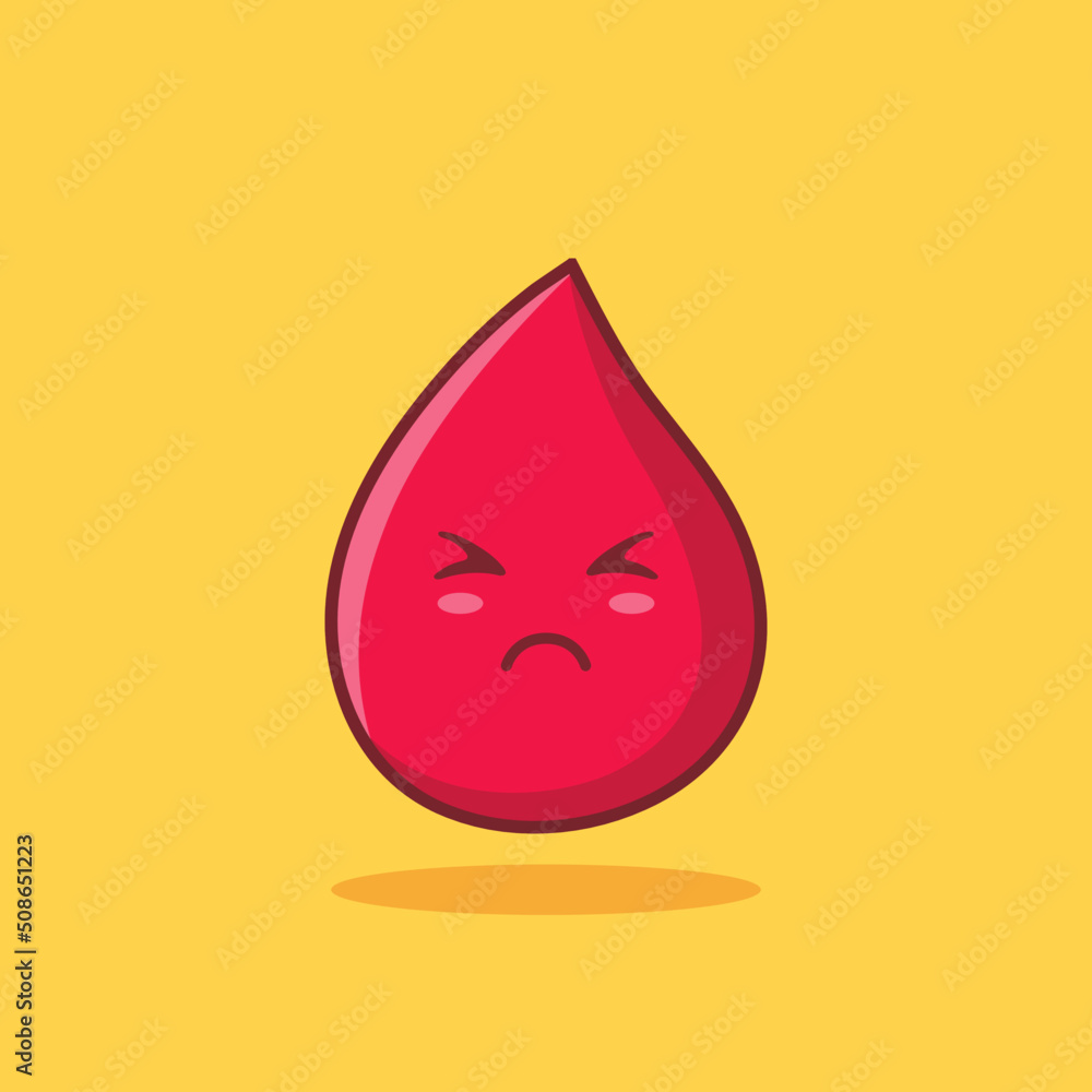 Cute Sad Unhealthy or Sick Blood Drop Character. Icon or Mascot for ...