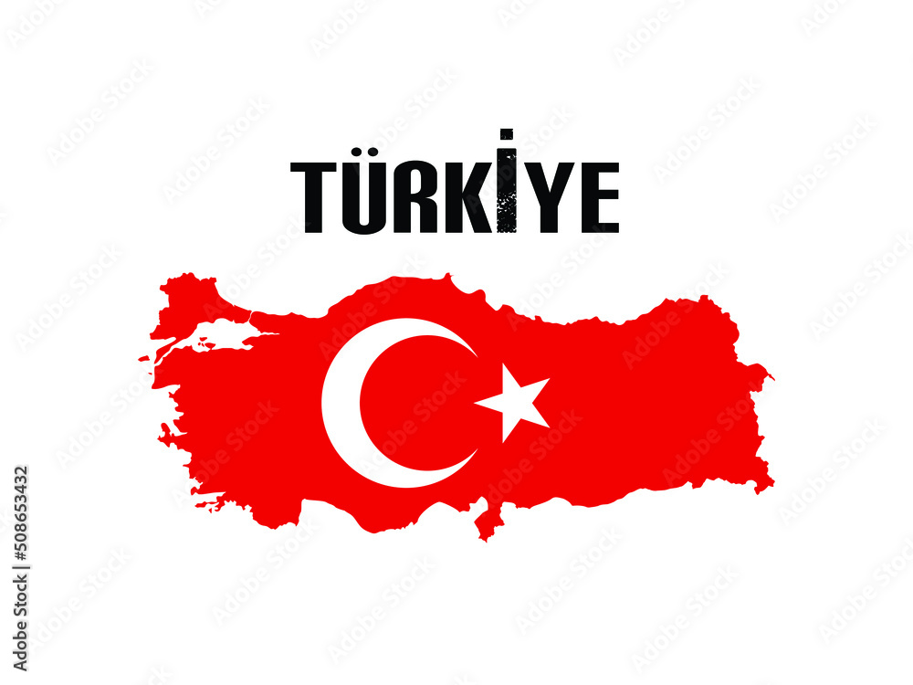 Flat Banner poster design with Flag icon and map of Turkey or Türkiye ...