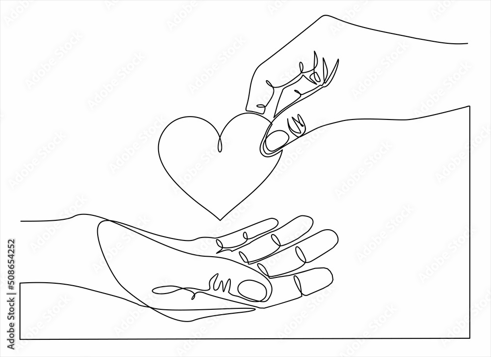 hand drawn doodle hand giving and receiving love illustration in ...