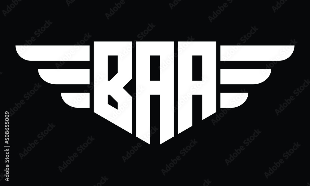 BAA three letter logo, creative wings shape logo design vector template ...