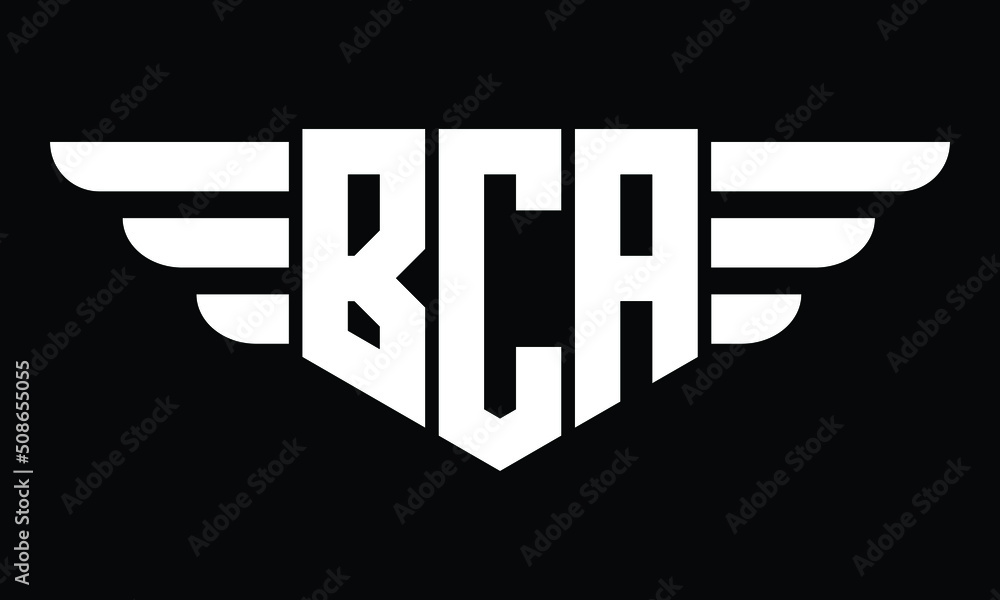 BCA three letter logo, creative wings shape logo design vector template ...